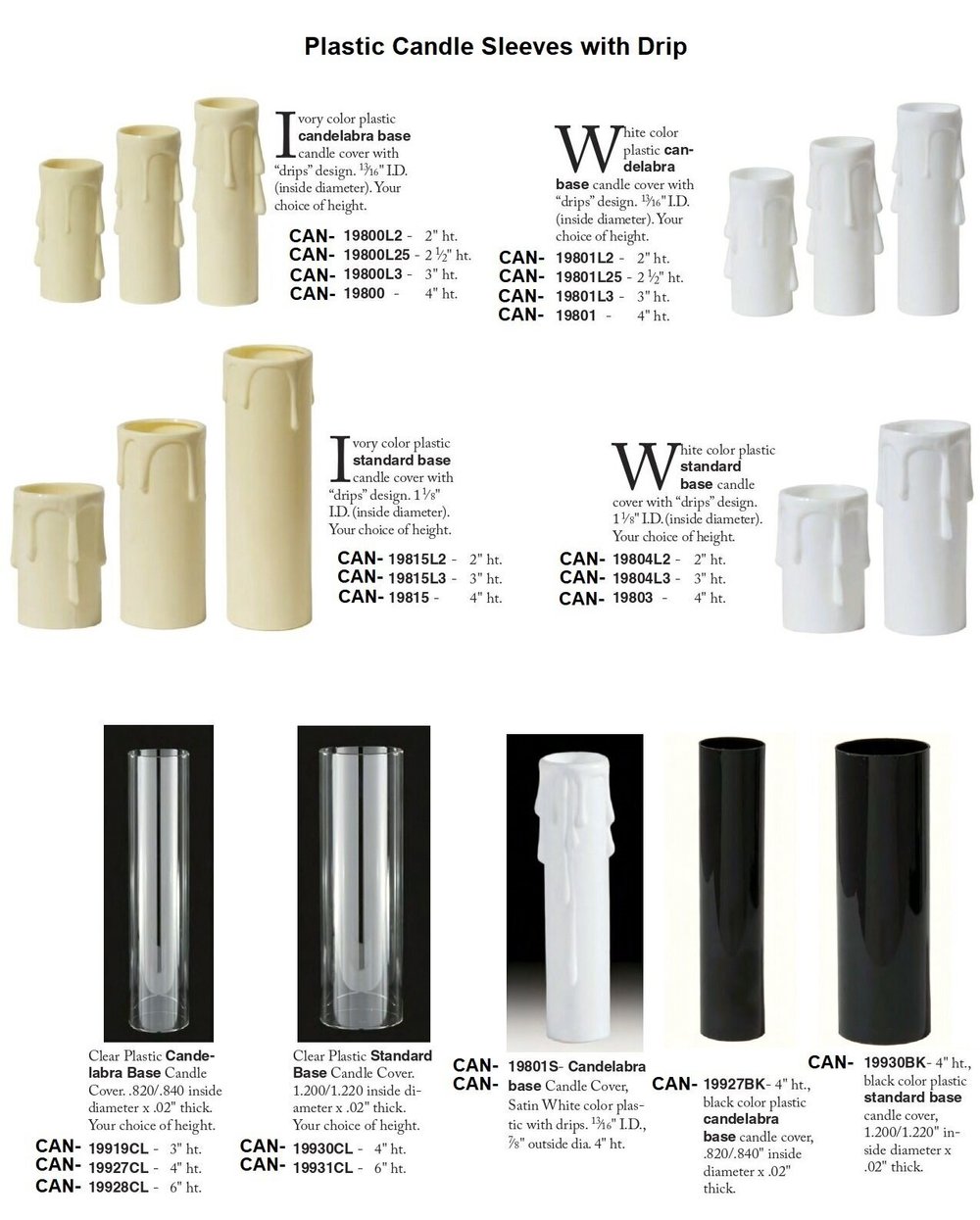 Candle Sleeves | Lamp Repair | Lamp Parts | Lamp Shades | Barn Lights ...