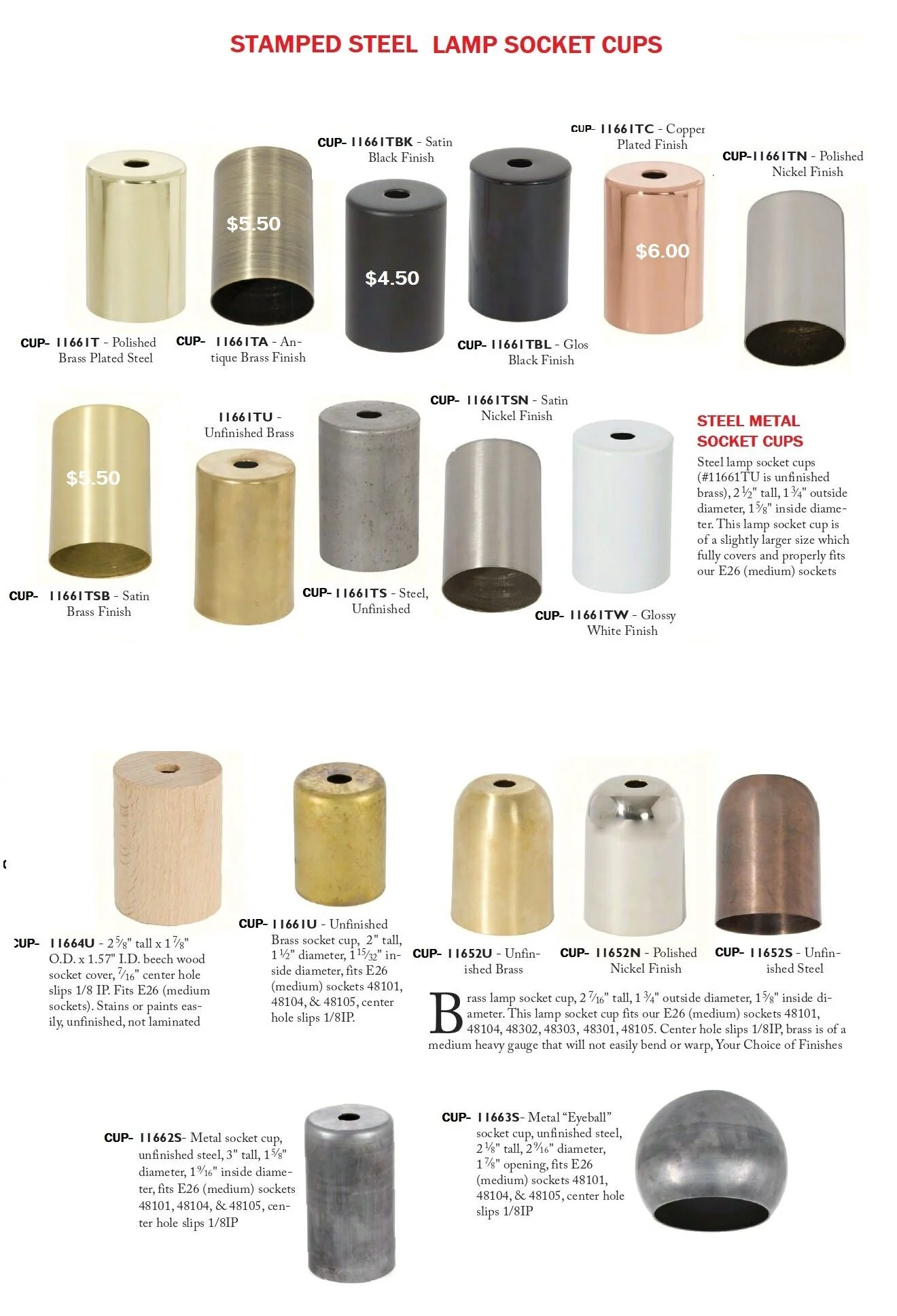 Socket Cups & Candle Cups | Lamp Repair | Lamp Parts | Lamp Shades ...