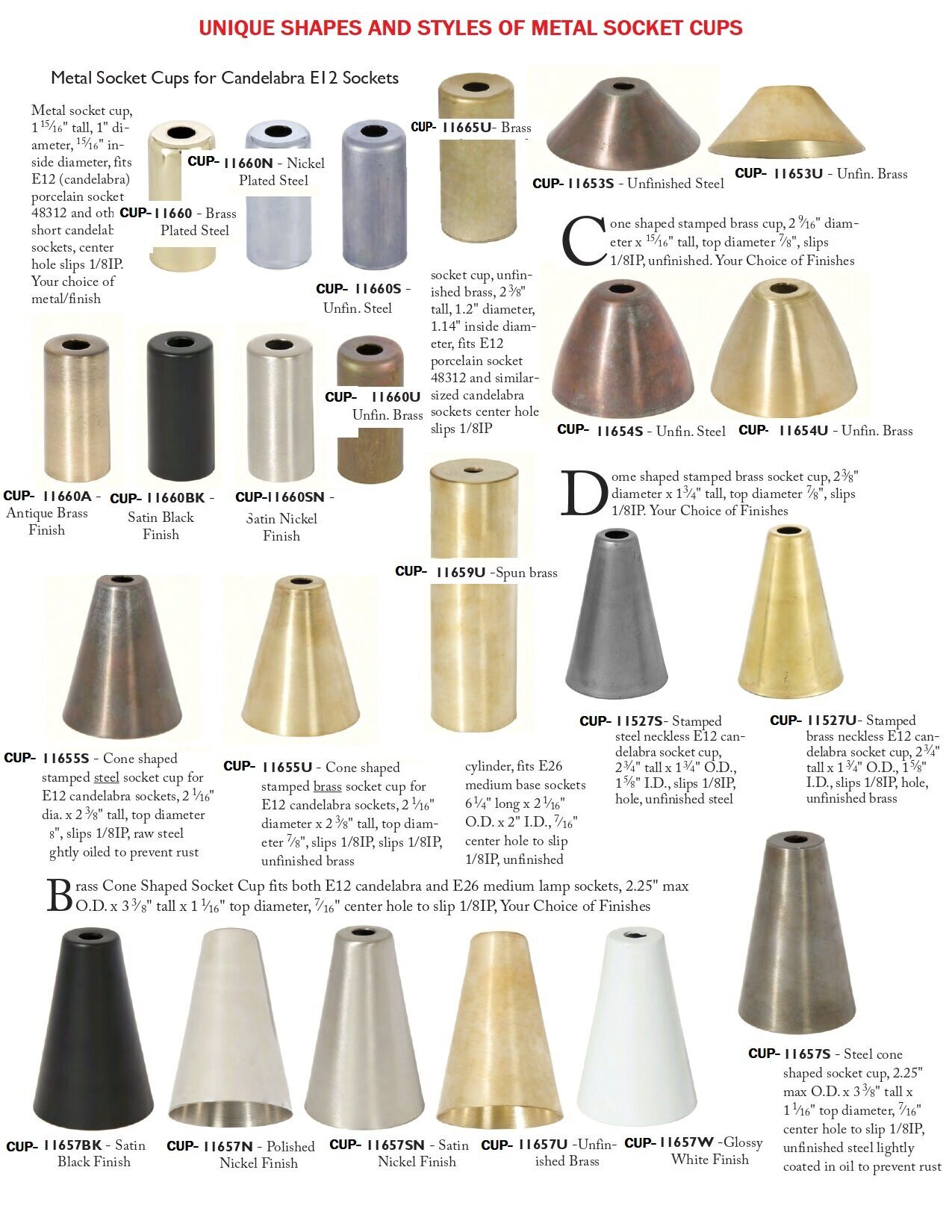 Socket Cups & Candle Cups | Lamp Repair | Lamp Parts | Lamp Shades ...