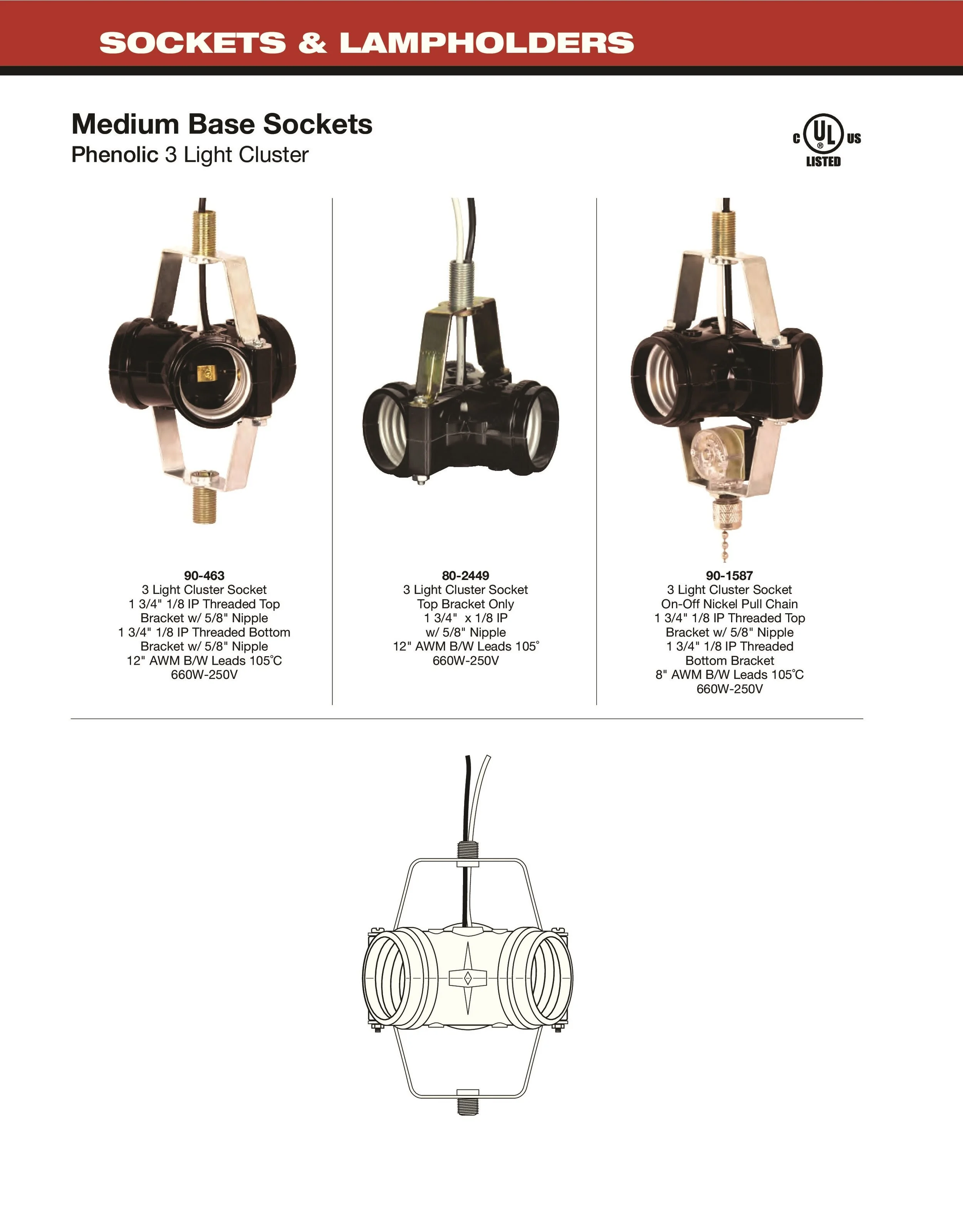 Phenolic Cluster Sockets | Lamp Repair | Lamp Parts | Lamp Shades ...