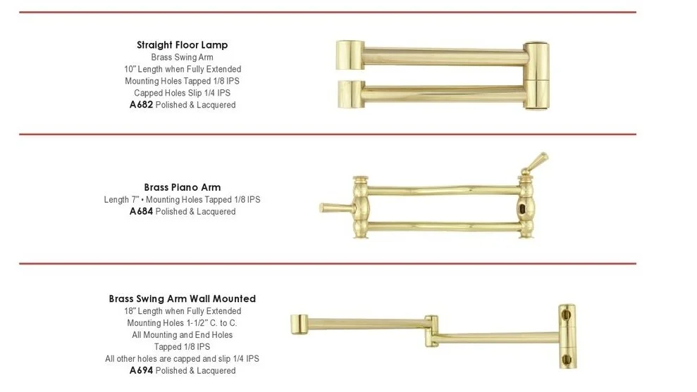 Brass Lamp Swing Arms | Lamp Repair | Lamp Parts | Lamp Shades | Barn ...