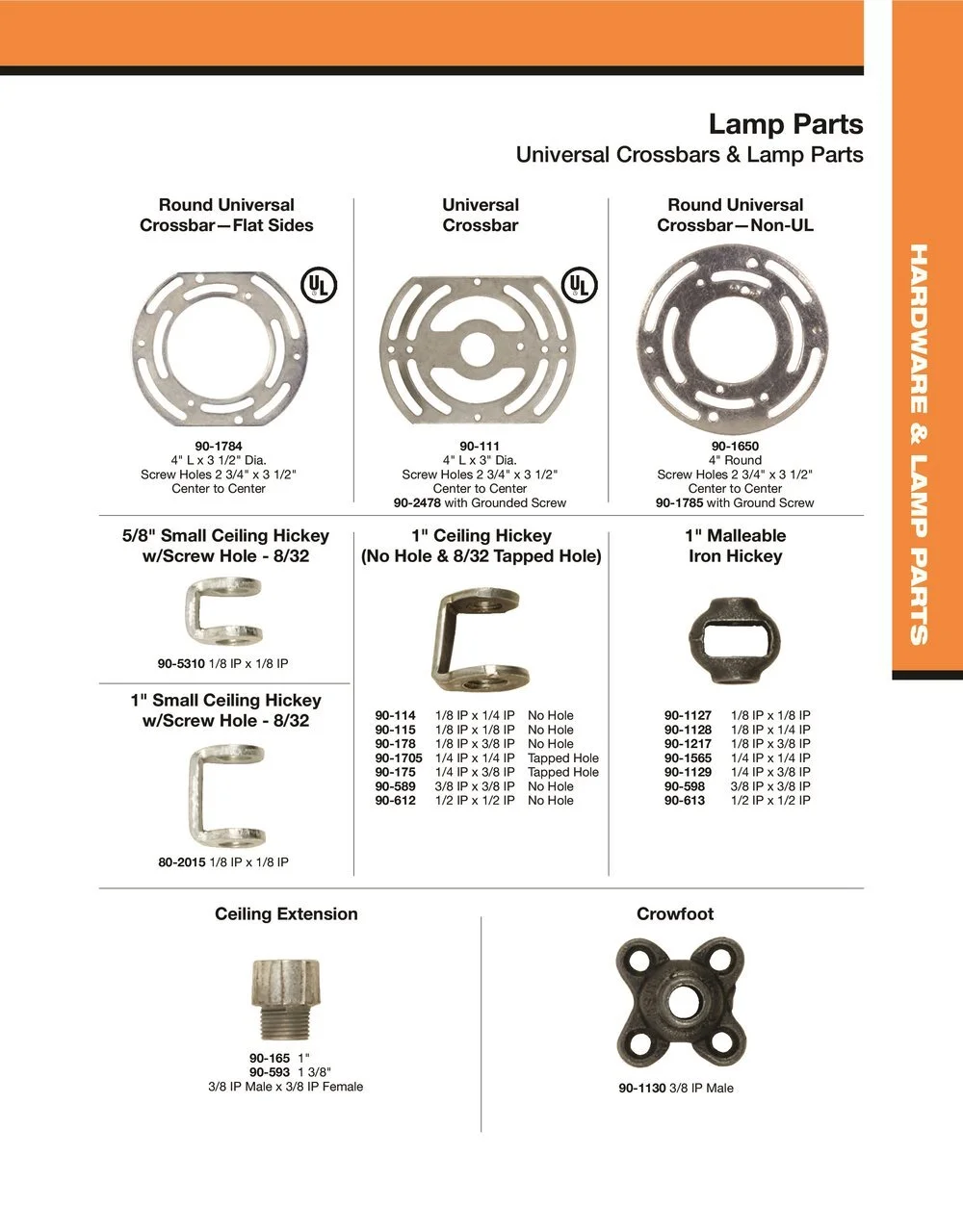 Ceiling Cross Bars & Steel Hickey | Lamp Repair | Lamp Parts | Lamp ...