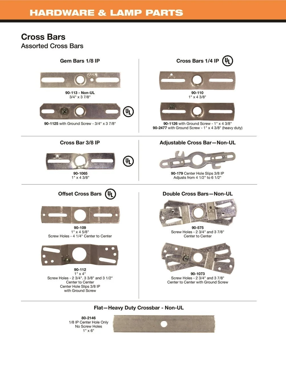 Ceiling Cross Bars & Steel Hickey | Lamp Repair | Lamp Parts | Lamp ...