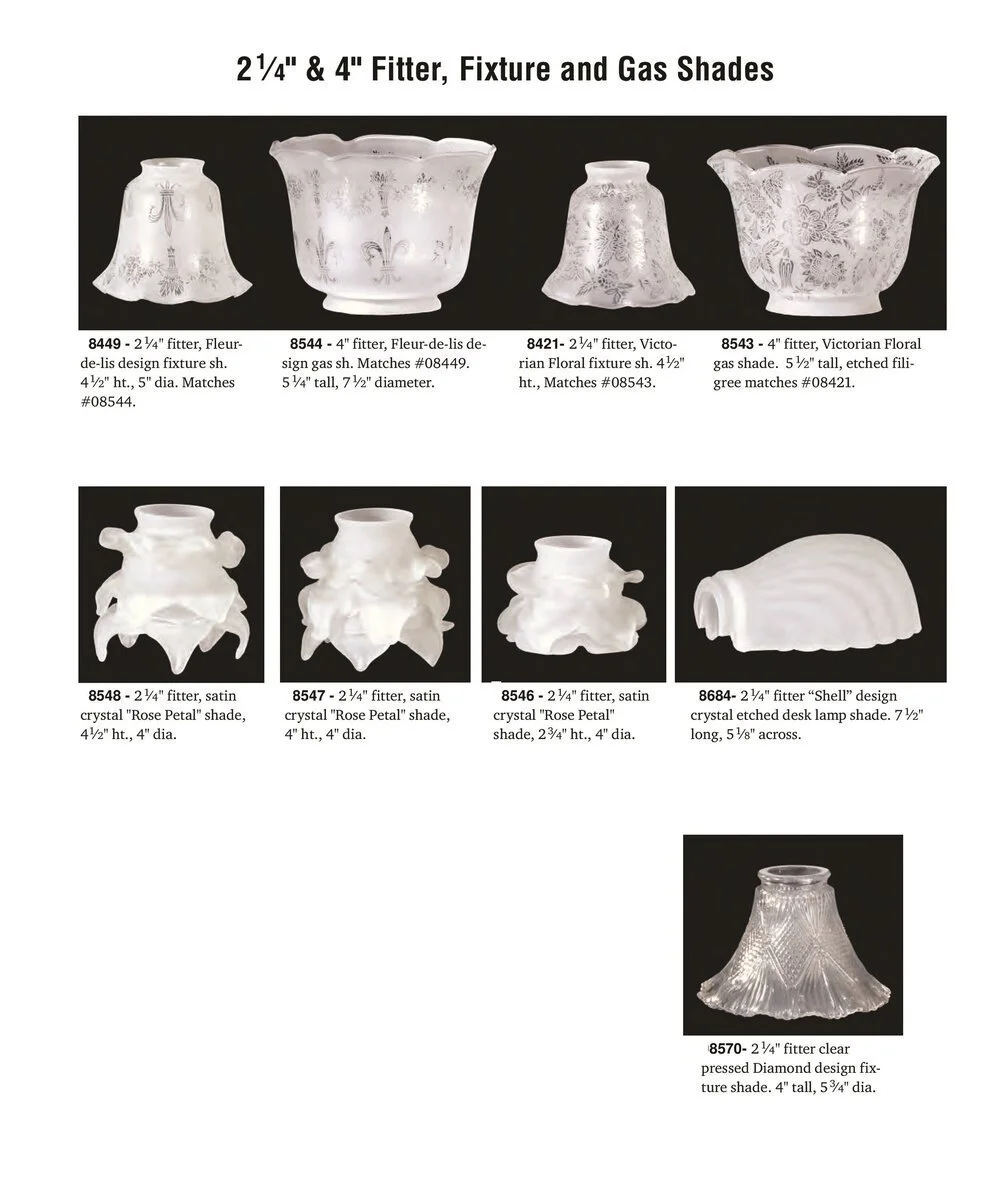 2-1/4 inch Fitter Glass Shades | Lamp Repair | Lamp Parts | Lamp Shades | Barn Lights Expert