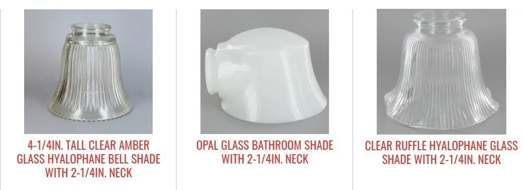 2-1/4 inch Fitter Glass Shades | Lamp Repair, Parts, & Lampshades Expert