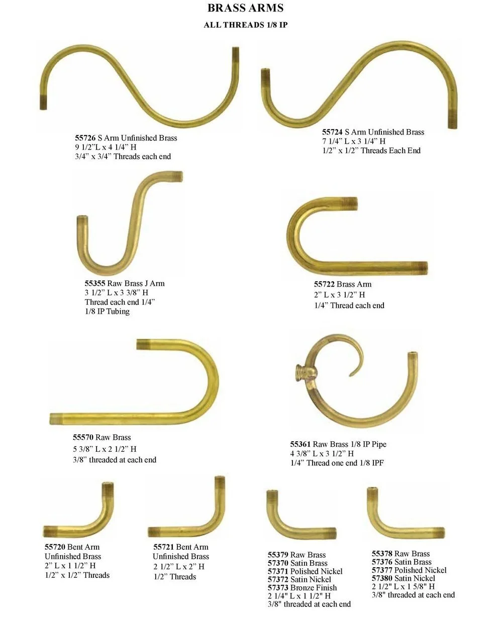 Cast Brass Arms | Lamp Repair | Lamp Parts | Lamp Shades | Barn Lights ...