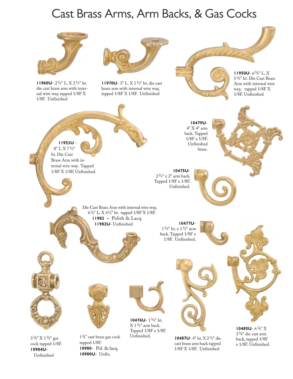 Cast Brass Arms | Lamp Repair | Lamp Parts | Lamp Shades | Barn Lights ...