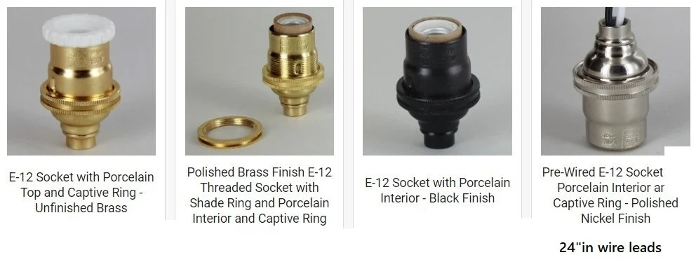 Candelabra E-12 Base Metal Shell Sockets | Lamp Repair | Lamp Parts ...