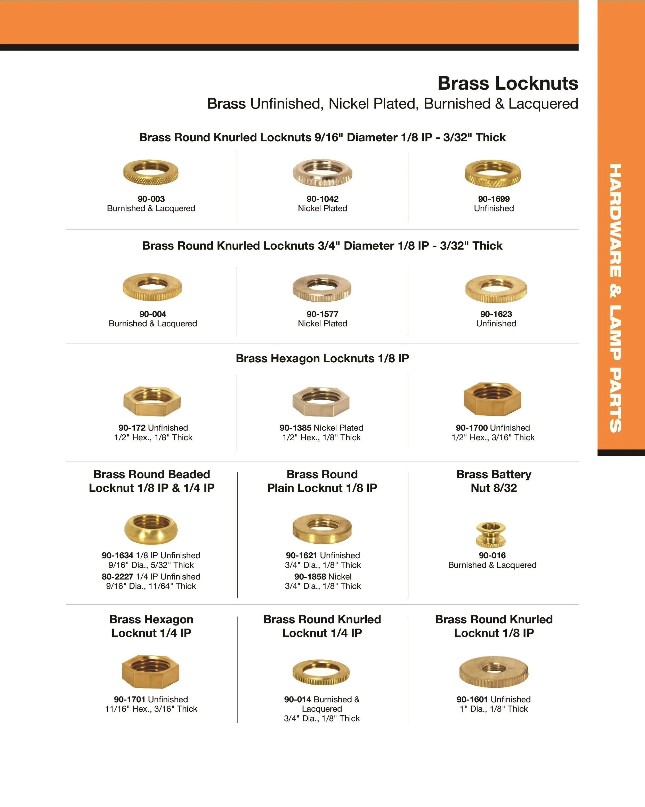 Lamp Locknuts / Lock Washers /Plastic Washers | Lamp Repair | Lamp ...
