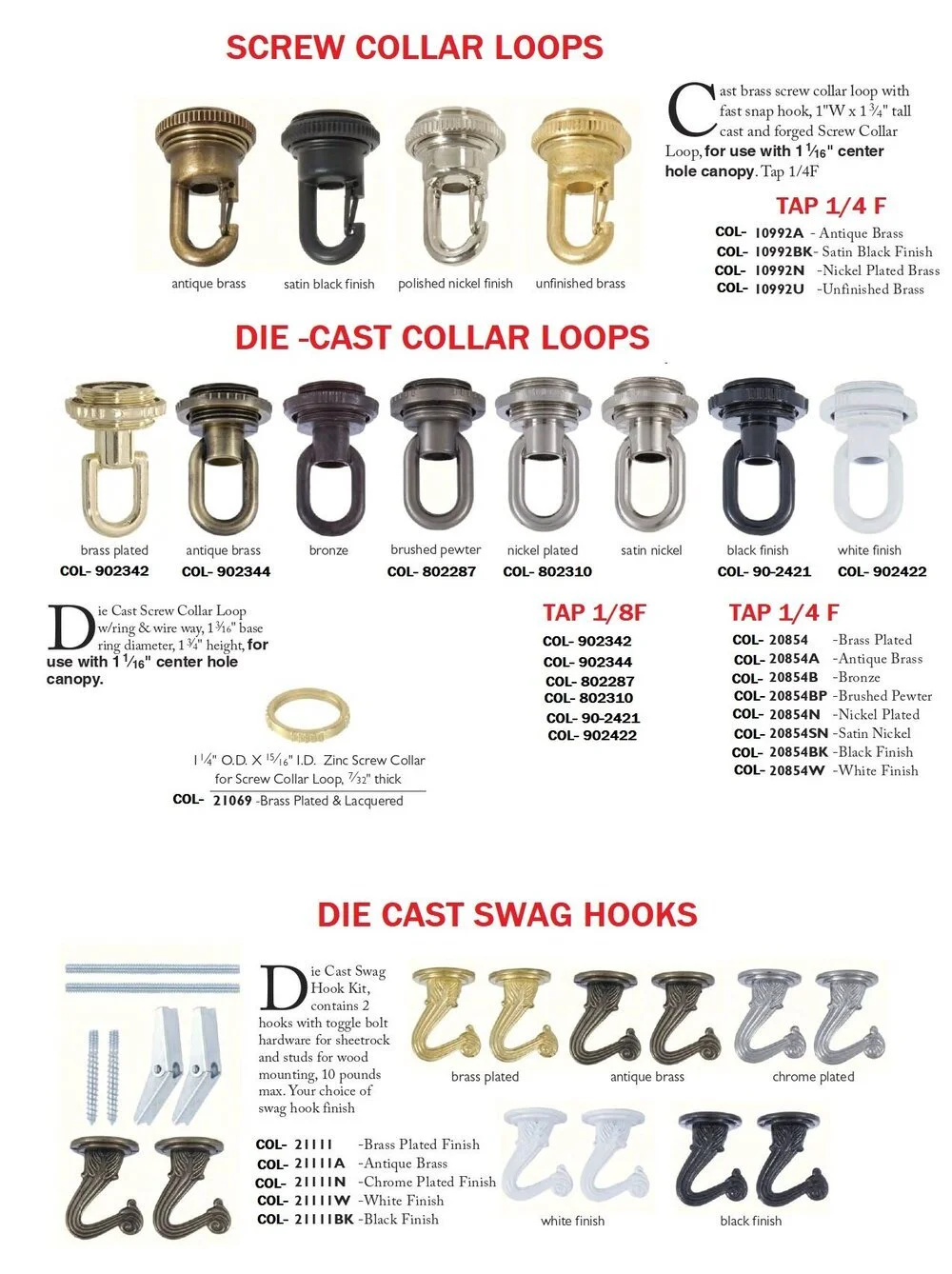 Fixture Collar Loops | Lamp Repair | Lamp Parts | Lamp Shades | Barn ...
