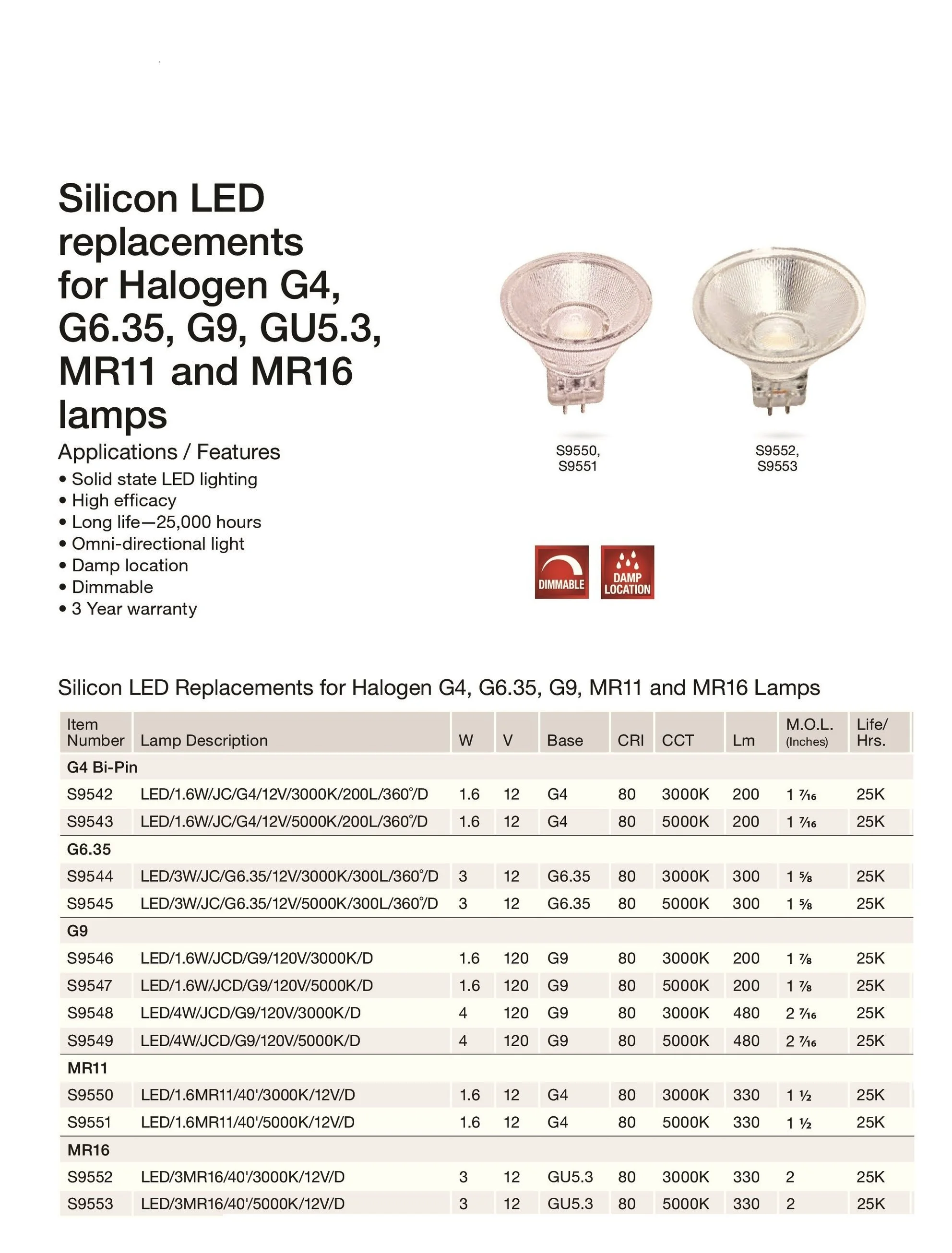 LED MR16, GU10, MR11, E26 MR16 BULBS | Lamp Repair | Lamp Parts | Lamp ...