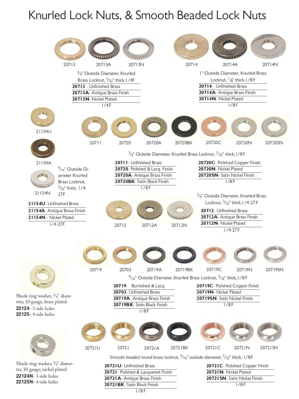 Lamp Locknuts / Lock Washers /Plastic Washers | Lamp Repair | Lamp ...