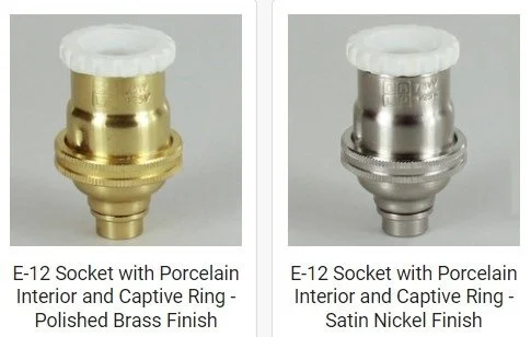 Candelabra E-12 Base Metal Shell Sockets | Lamp Repair | Lamp Parts ...