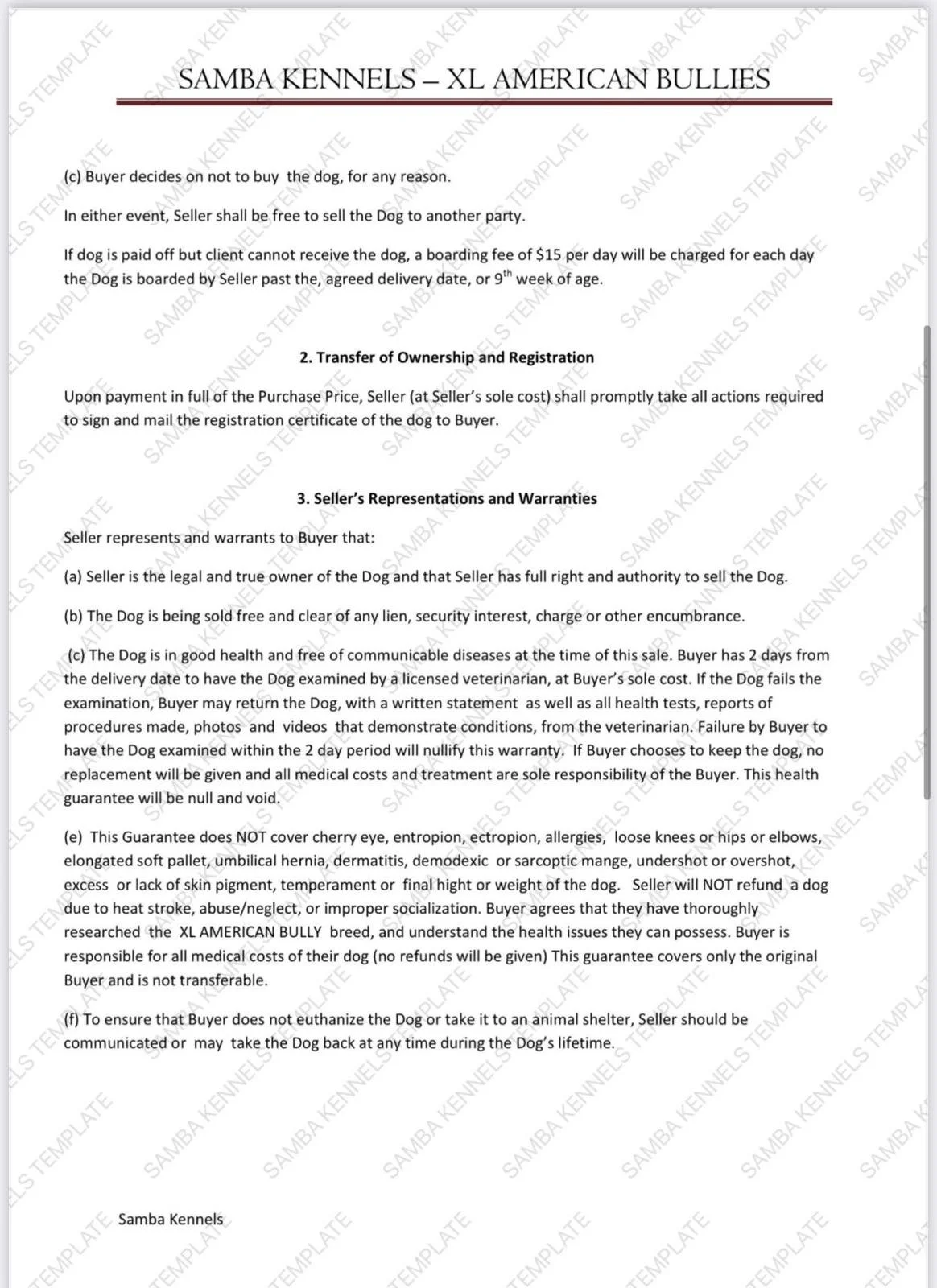 PUPPY CONTRACTS | Secure Your Puppy Purchase Today — Sambakennels