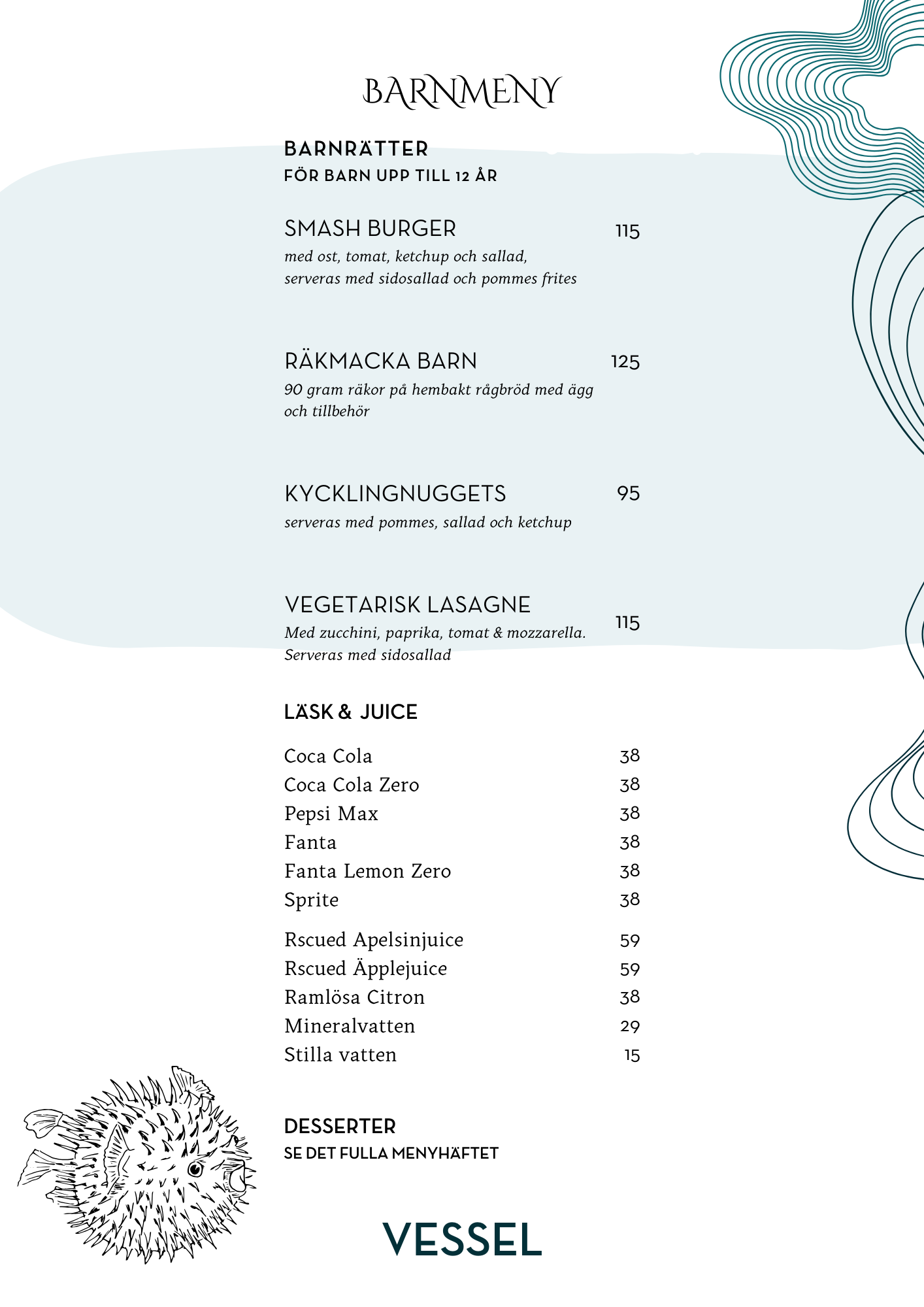 Vår aktuella meny — Vessel