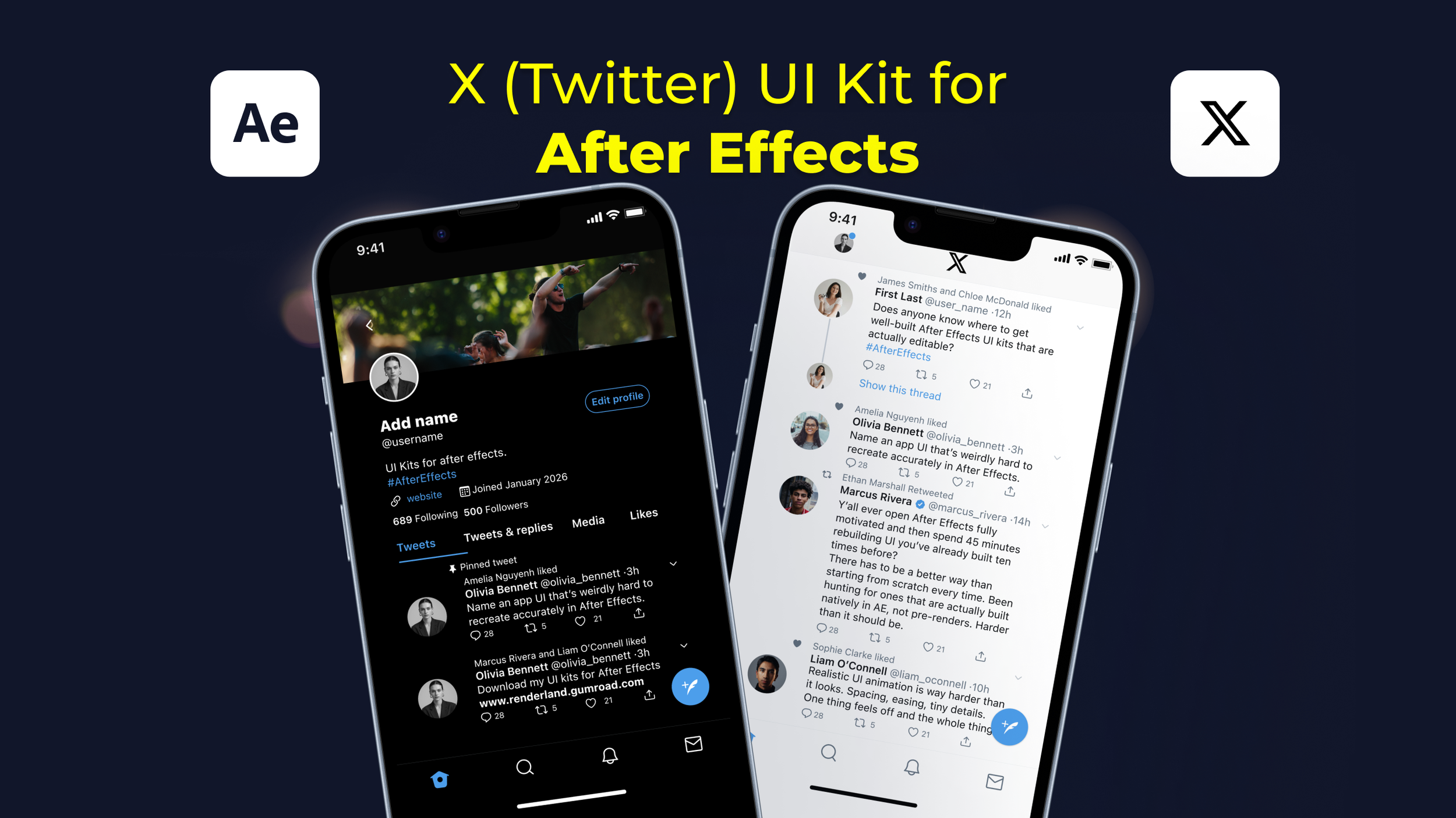 How to create X (Twitter) UI for After Effects - Download AE File