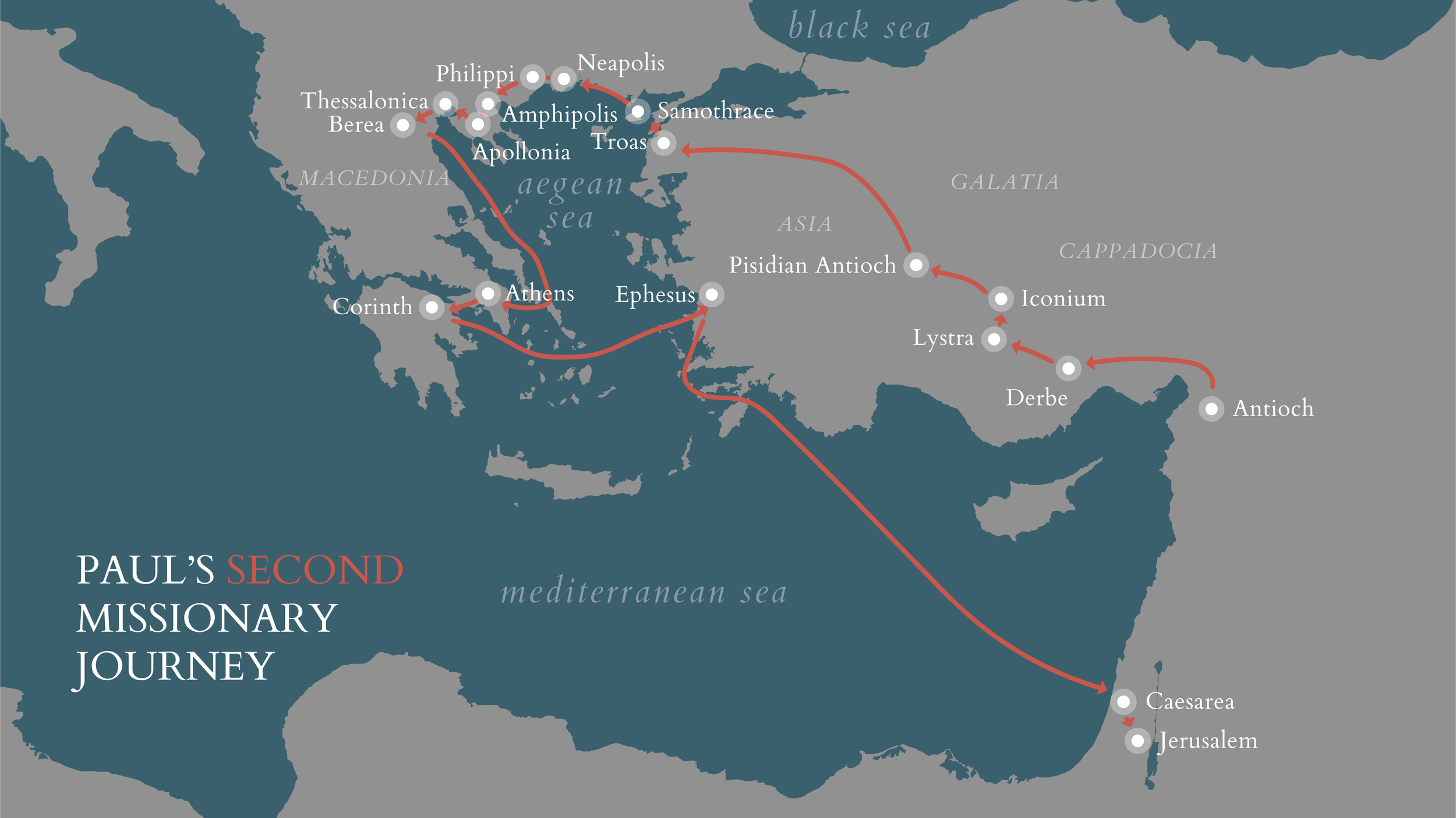 Paul's Second Missionary Journey - Bible Maps — Dwell Street Media