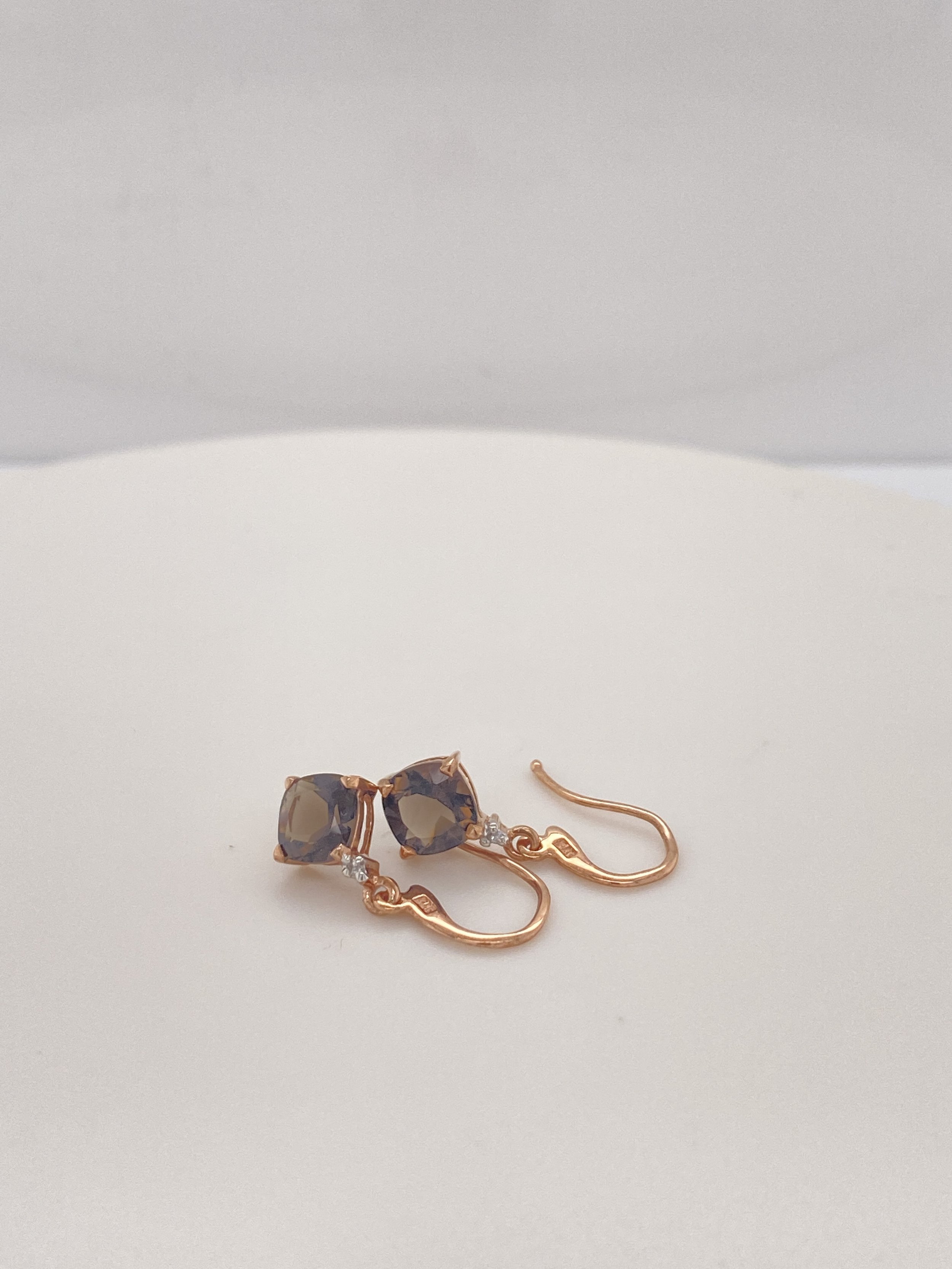 Smokey Quartz & Diamond Earrings — Global Diamonds