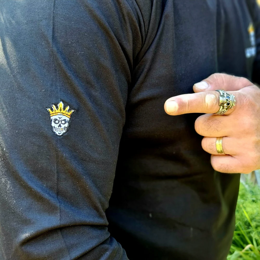 T shirt - Coal - Old Not Dead Embroidery. Chest & Sleeve — Old Not Dead