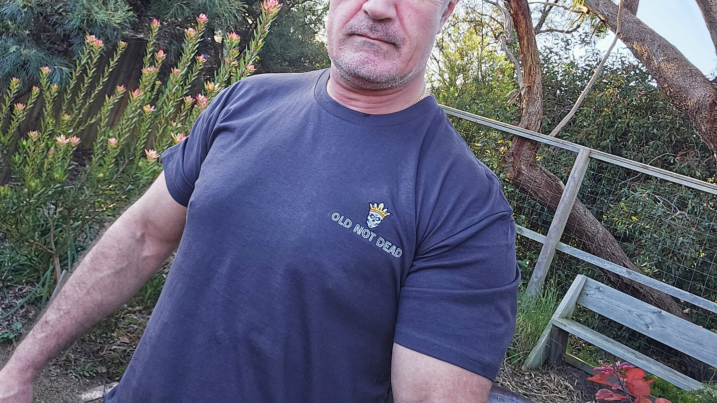 T shirt - Black - Old Not Dead Embroidery. "Old Not Dead" Text On Chest ...