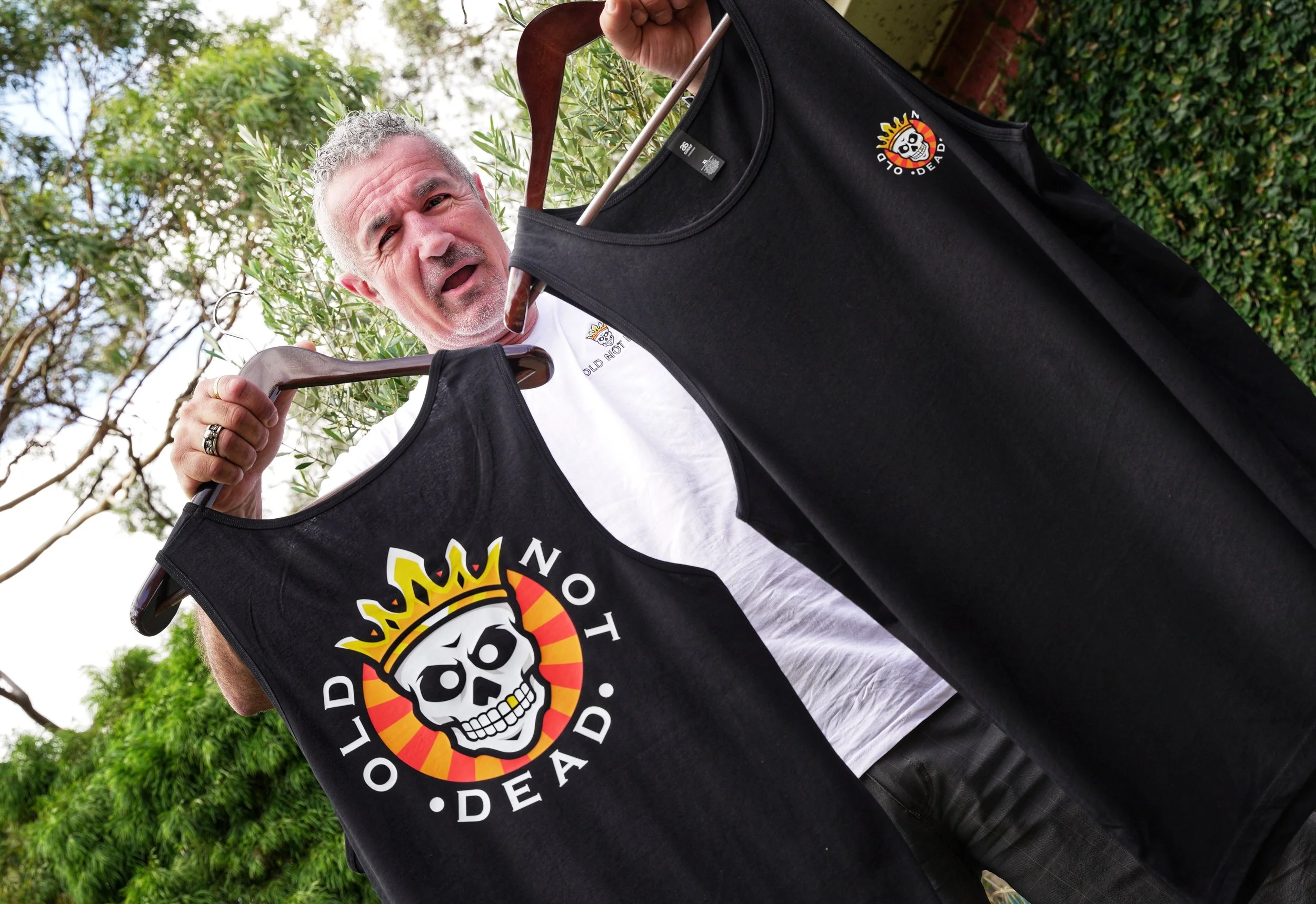 T shirt - Coal - Old Not Dead Embroidery. Chest & Sleeve — Old Not Dead