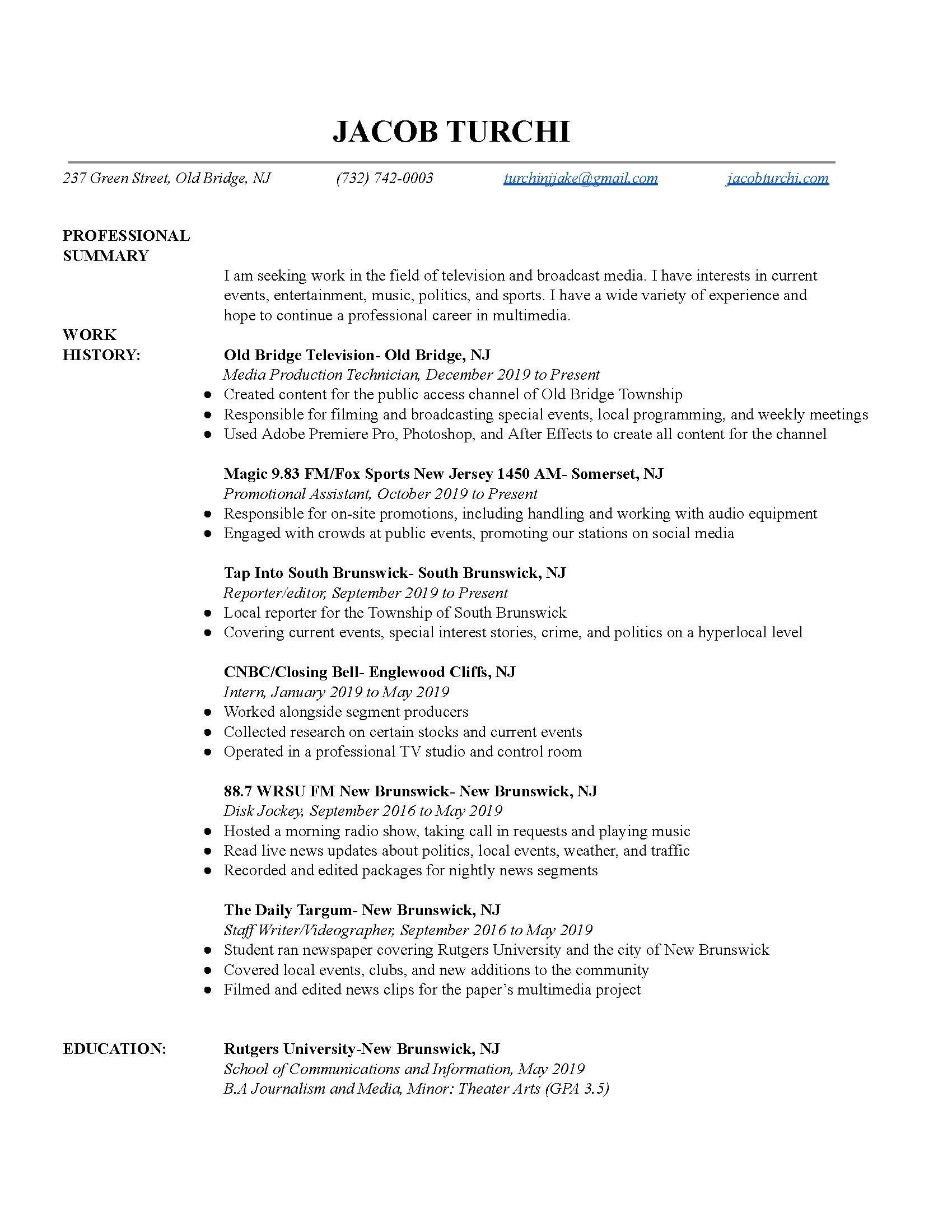 Resumes — Jacob Turchi