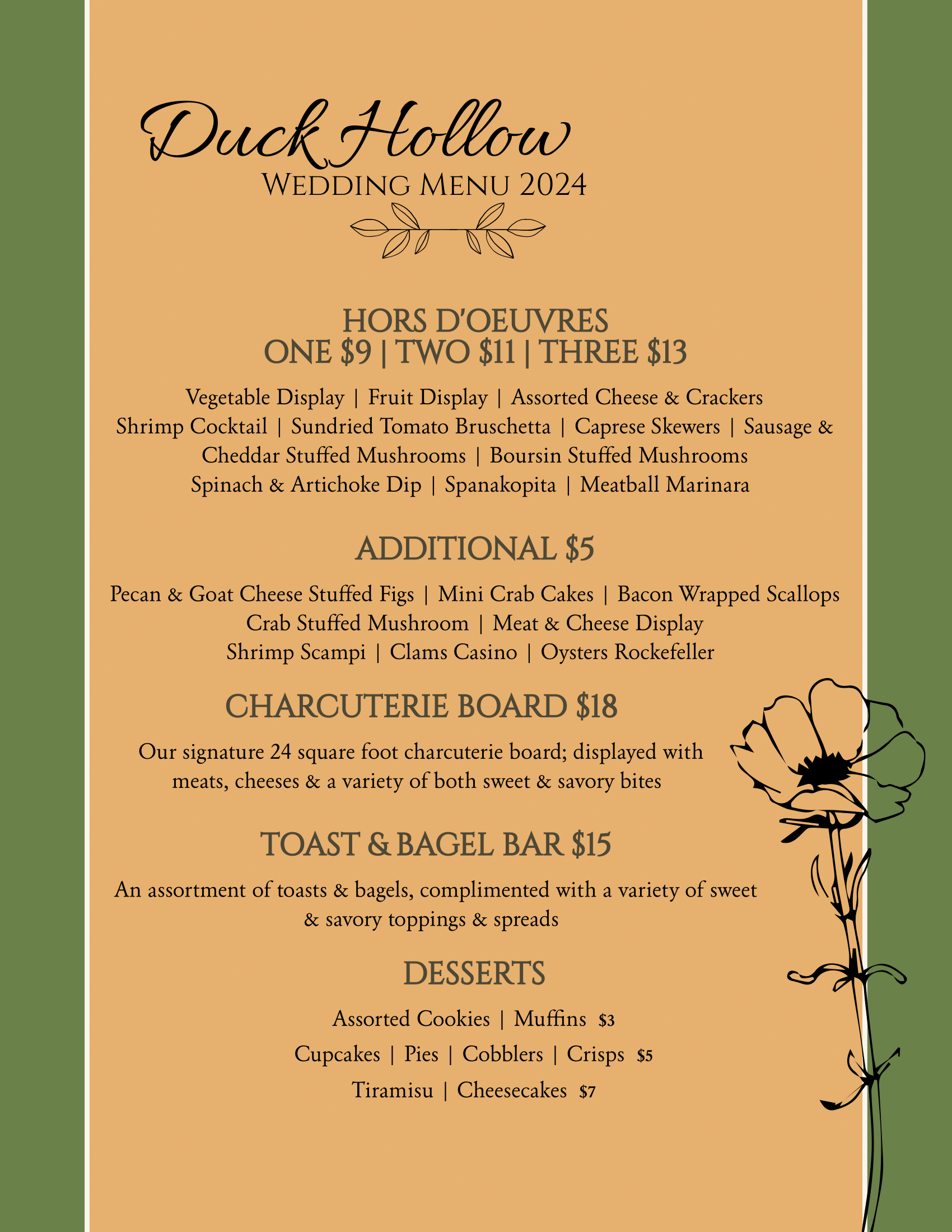 Wedding Menu — Duck Hollow GC