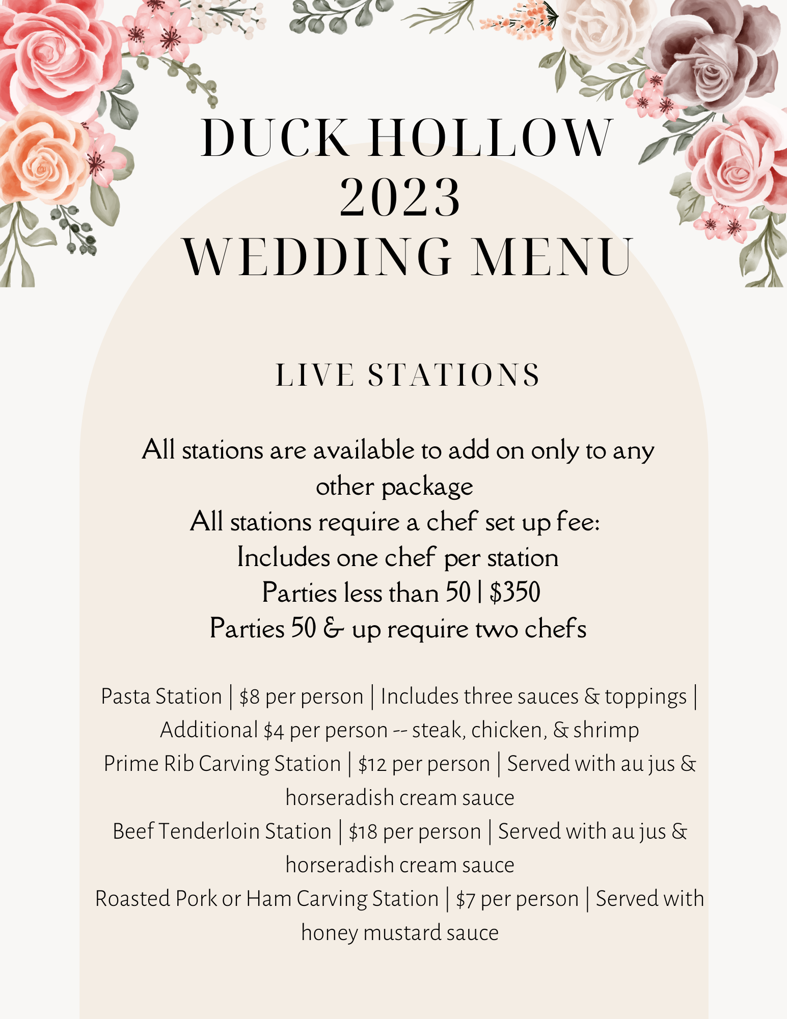 Wedding Menu — Duck Hollow GC