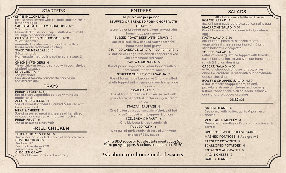 Catering Menu — Duck Hollow GC