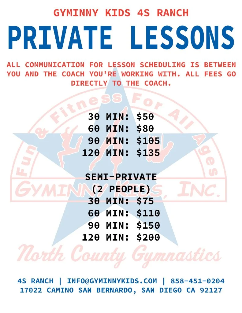 Private Lessons available at Gyminny Kids — North County Gymnastics ...