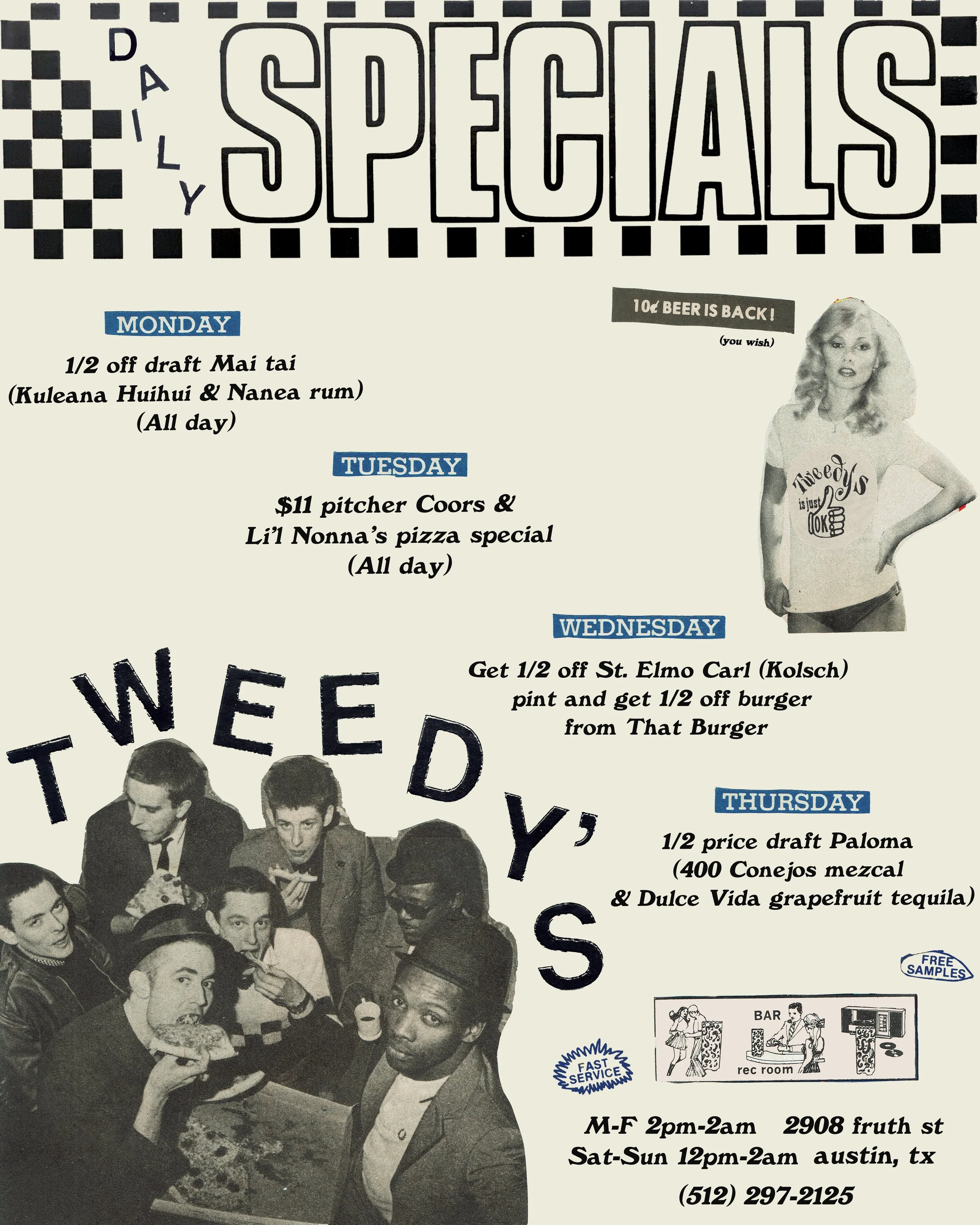 MENUS — Tweedy's Bar