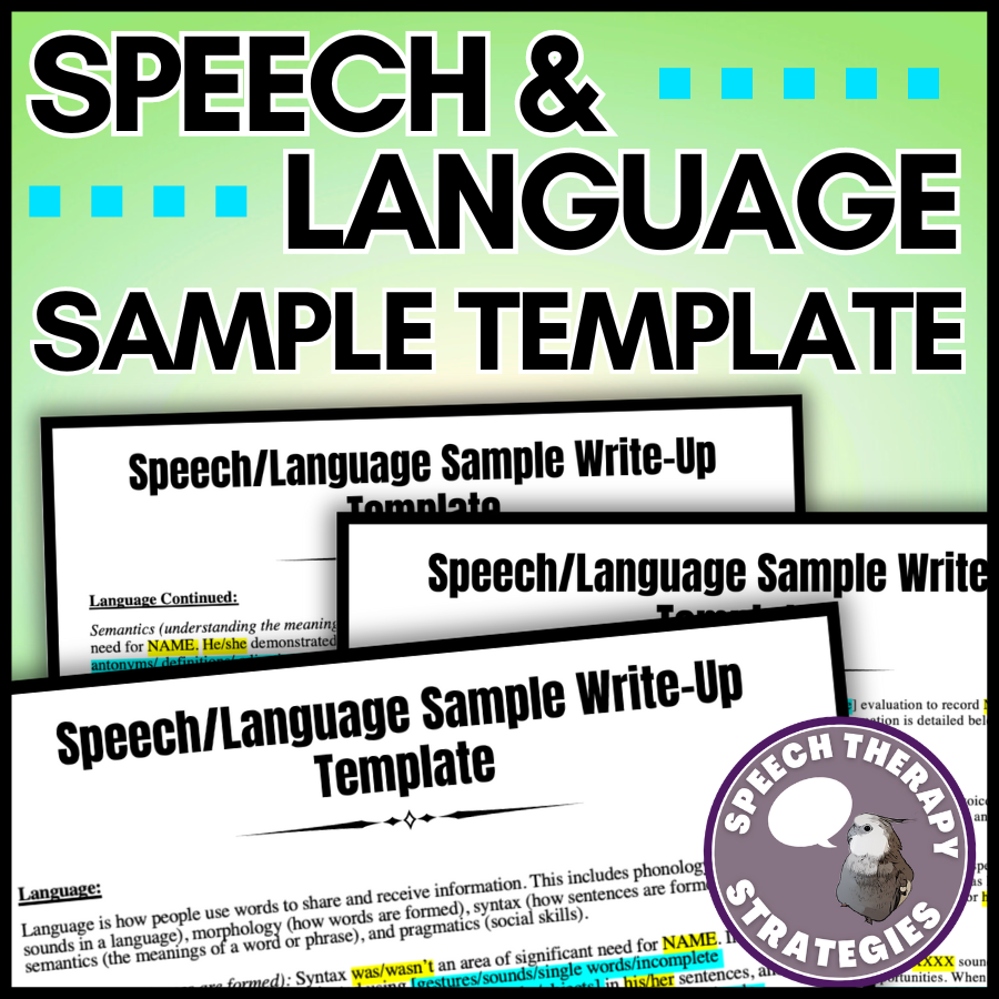 Informal Speech/Language Sample Template | School SLP Paperwork Time ...