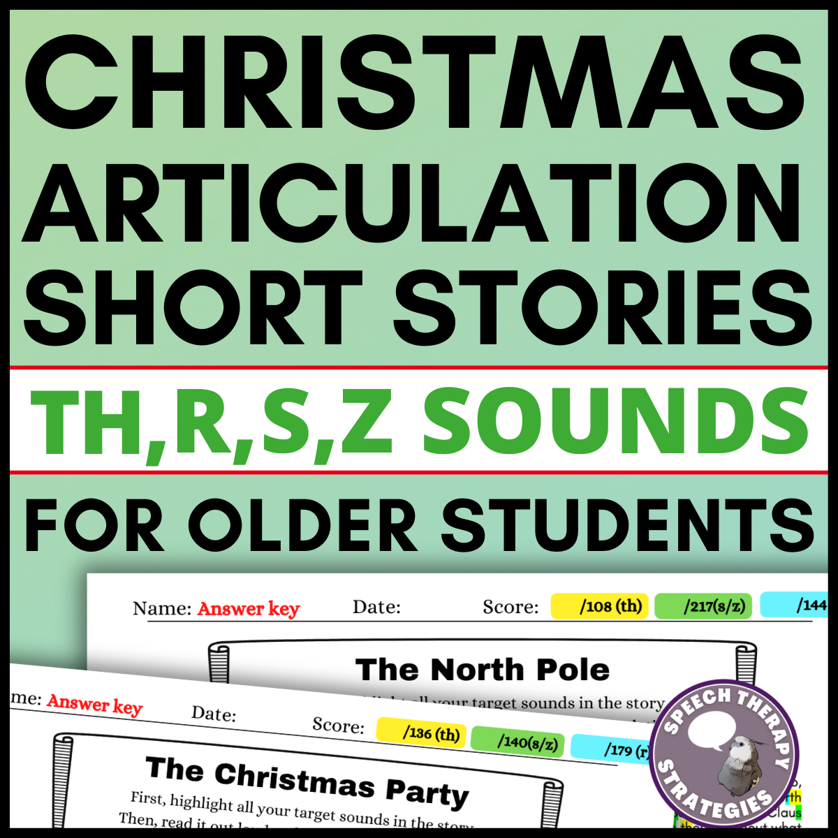 Christmas Articulation Stories for TH, R, S, & Z Sounds — Speech ...