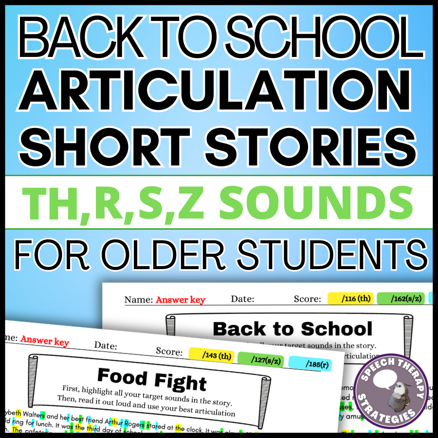 Back to School Articulation Stories for R, TH, S, & Z Sounds — Speech ...