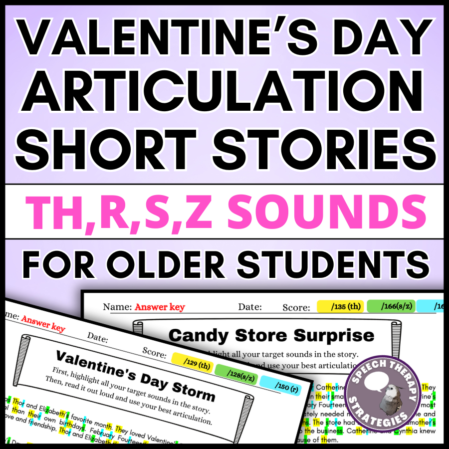 Valentine's Day Articulation Stories for R, TH, S, and Z Sounds ...