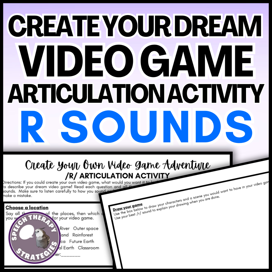 R Sound Articulation Carryover Activity "Create a Video Game" for Older ...