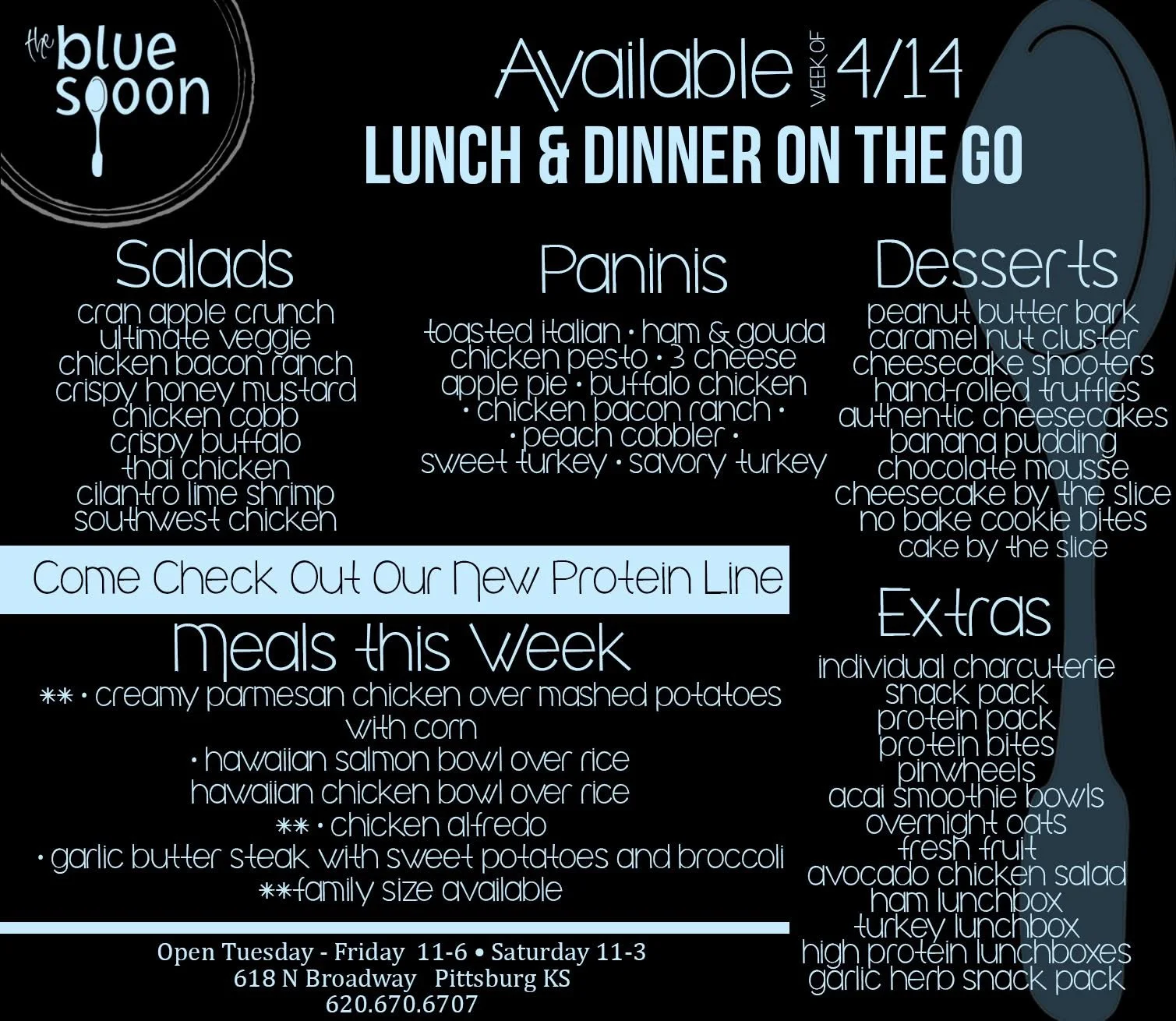 storefront — the blue spoon