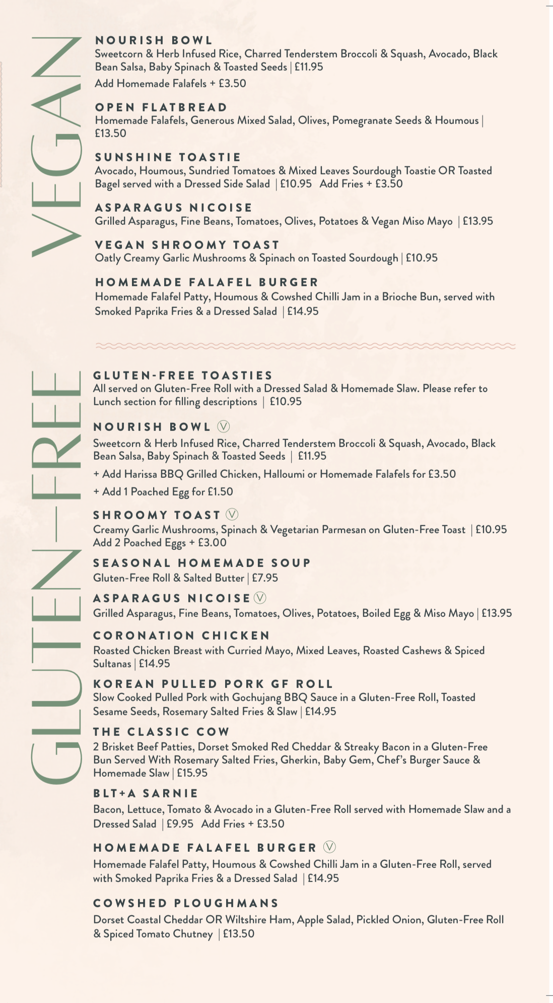 Menu — The Cowshed dorset