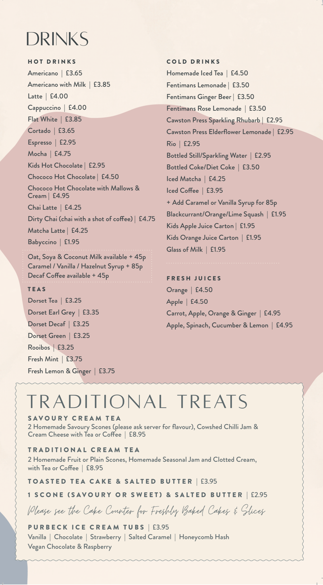 Menu — The Cowshed dorset