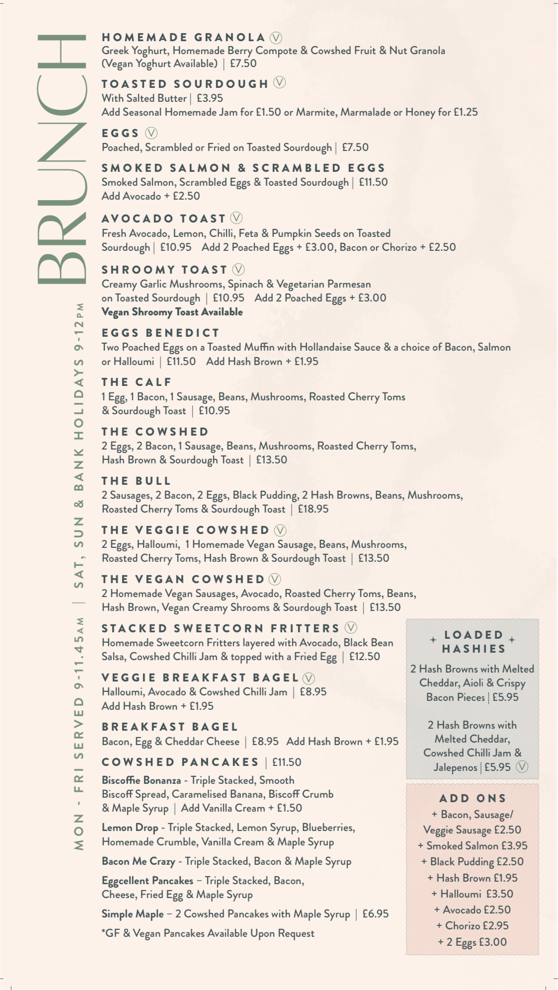 Menu — The Cowshed dorset