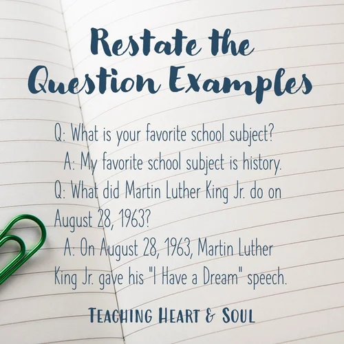 How to Practice Restating the Question — Teaching Heart & Soul