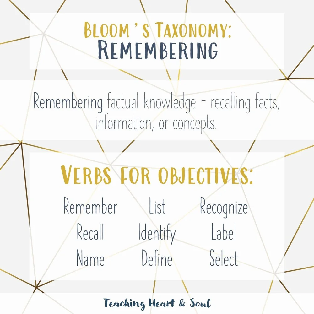 Using Bloom's Taxonomy in Learning Objectives — Teaching Heart & Soul
