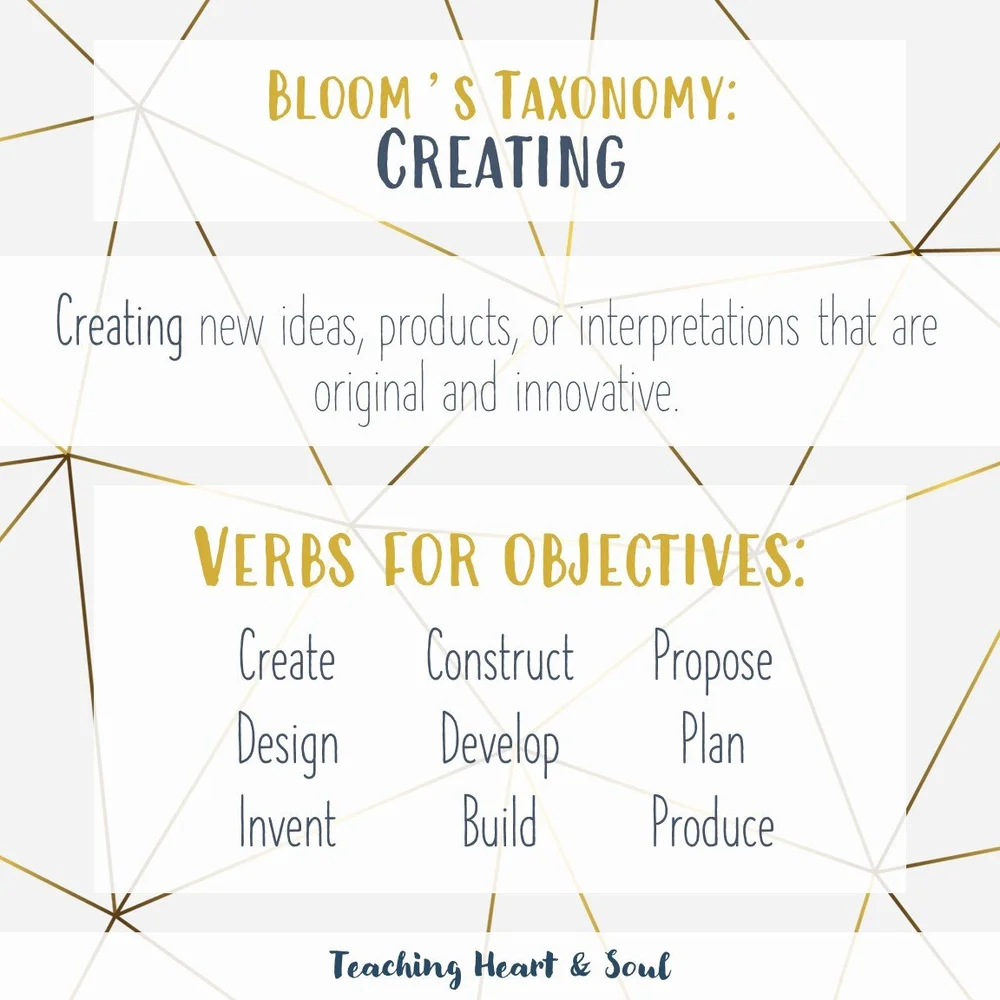 Using Bloom's Taxonomy in Learning Objectives — Teaching Heart & Soul