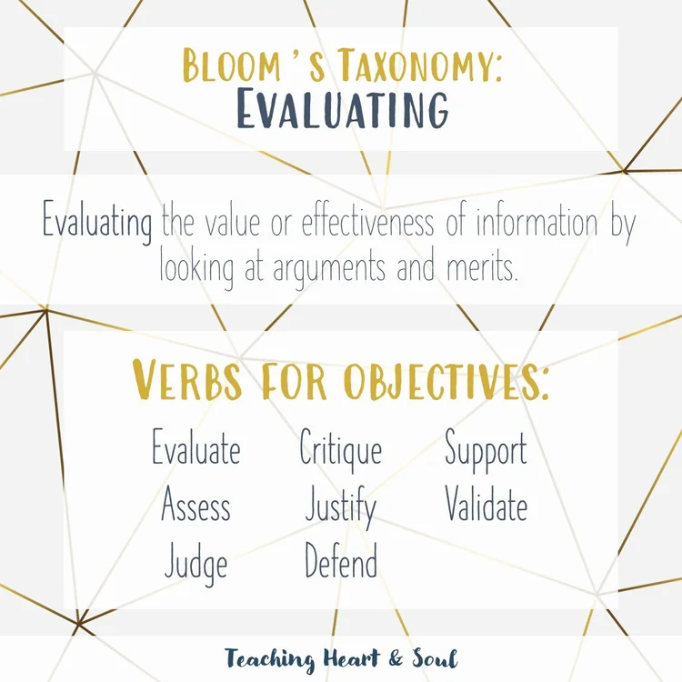 Using Bloom's Taxonomy in Learning Objectives — Teaching Heart & Soul
