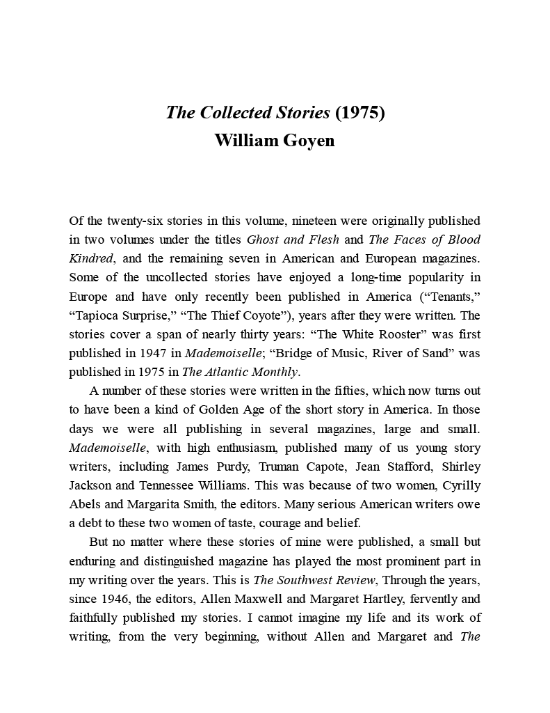 The Complete and Collected Stories of William Goyen eBook — Dzanc Books