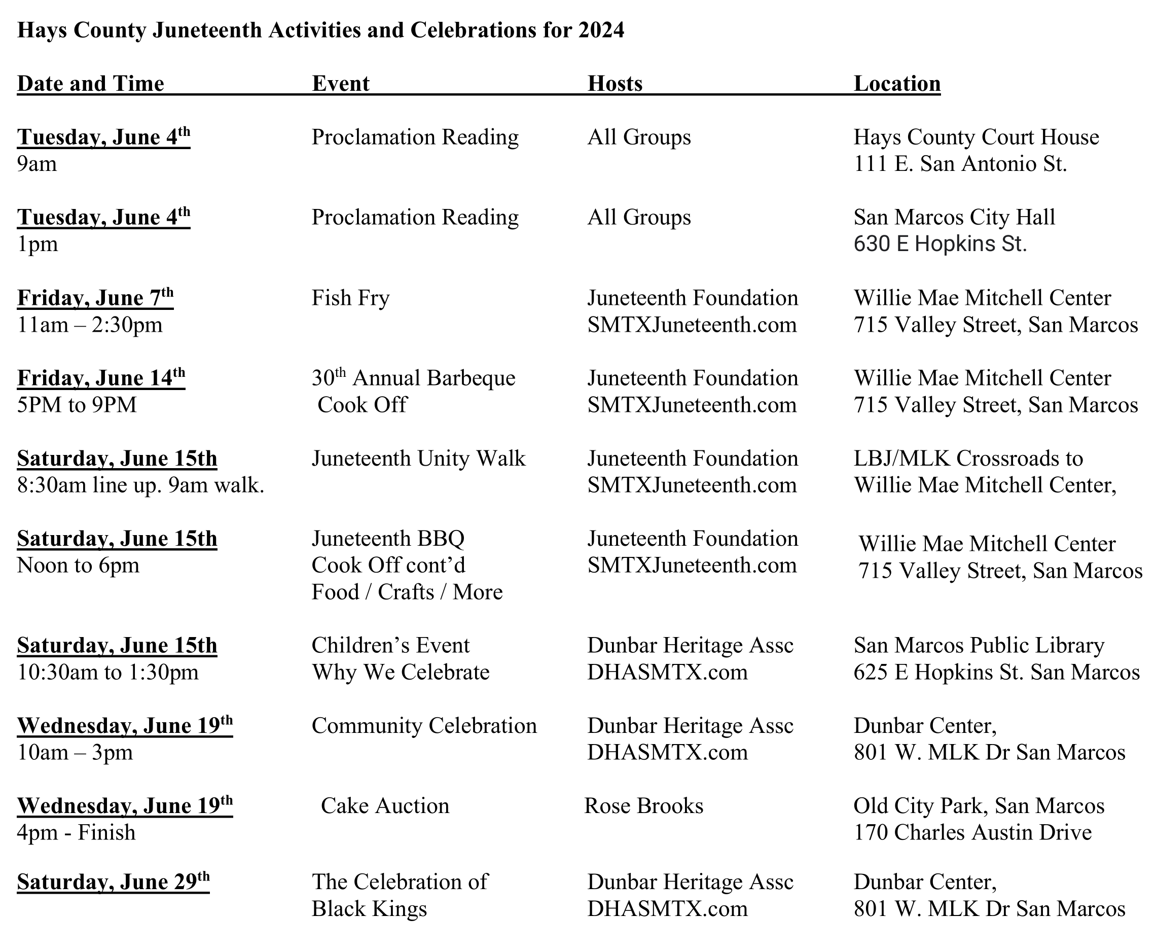 Month of June Events — Juneteenth Foundation