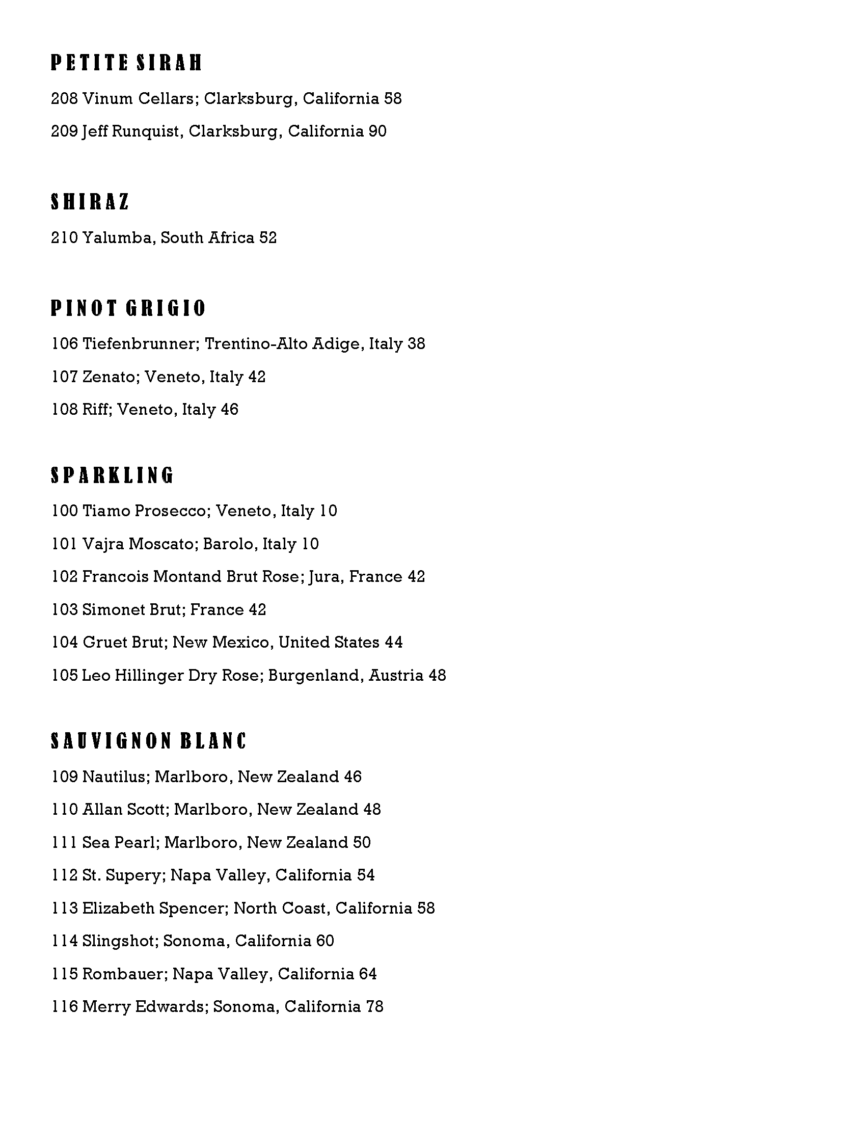 Wines by the Bottle — Livery Tavern