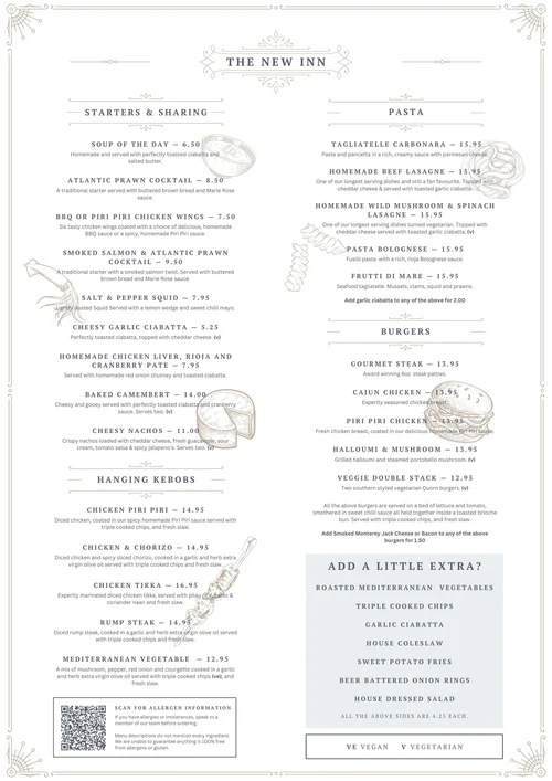 Main Menu — The New Inn Hotel & Restaurant