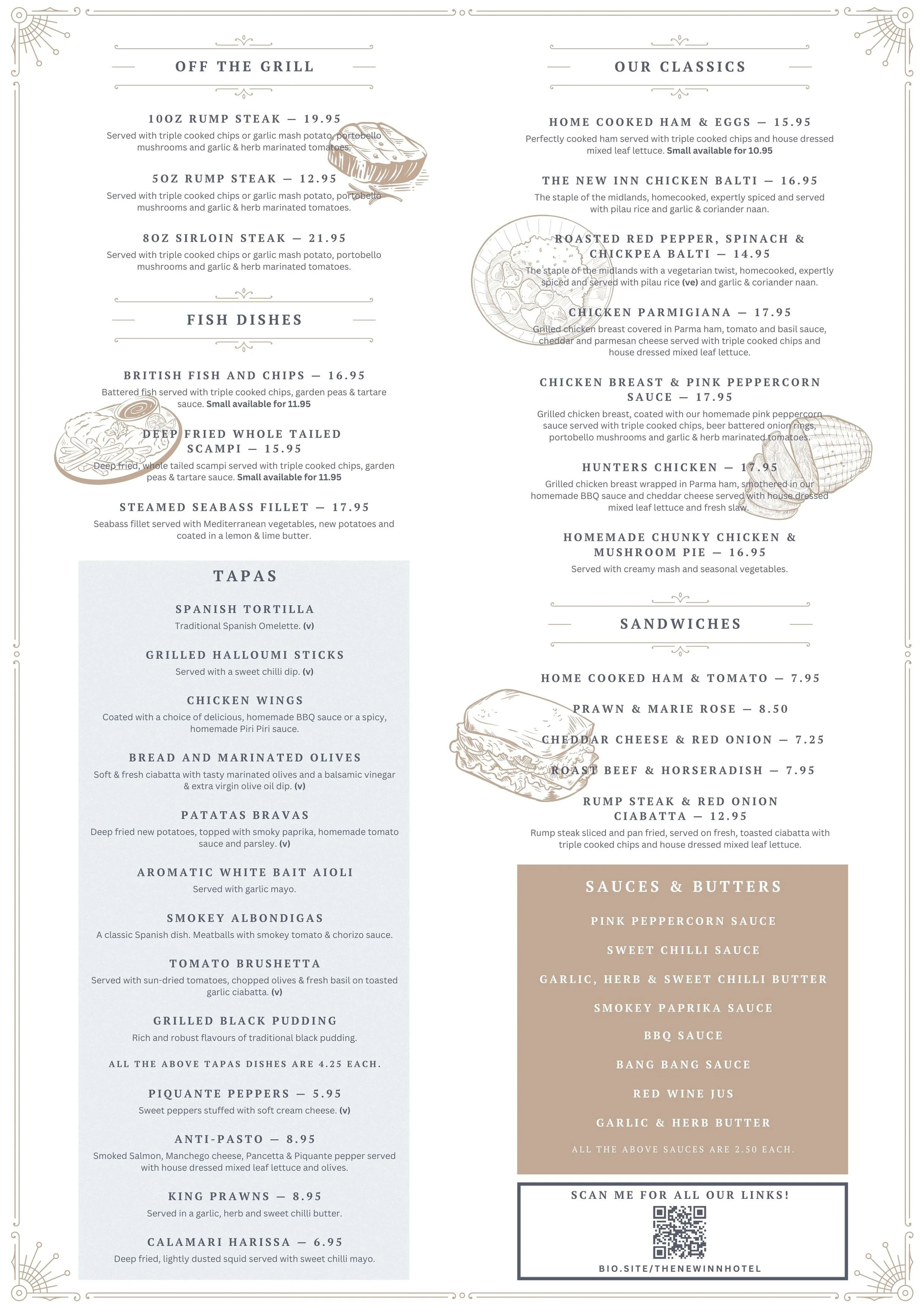 Main Menu — The New Inn Hotel & Restaurant