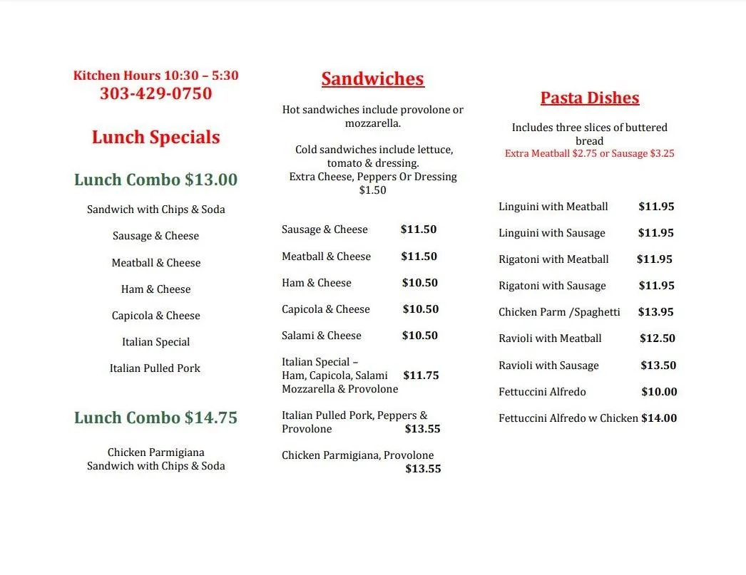 Contact/Menu — Enrico's Italian Market & Deli